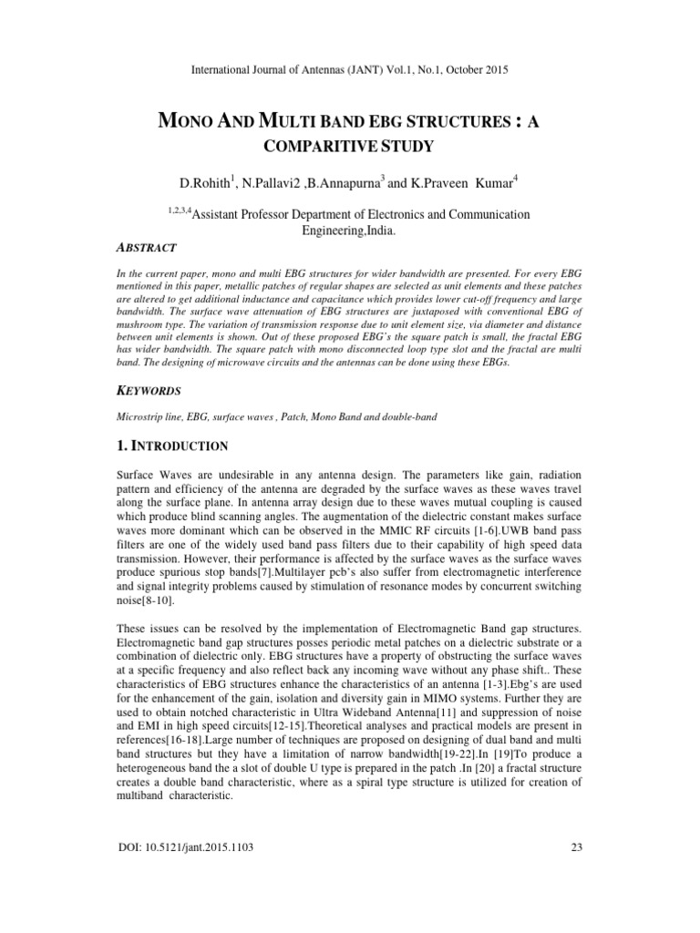 Mono and Multi Band Ebg Structures: A Comparitive Study | PDF | Antenna ...