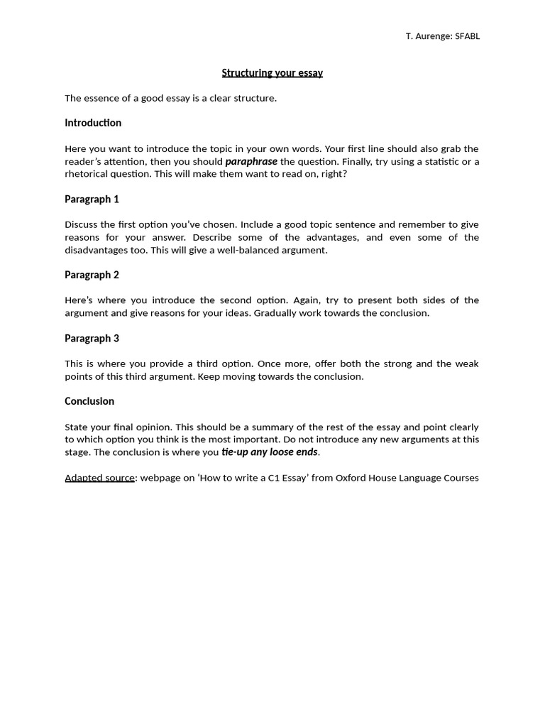 Essay Structuring Guide | PDF