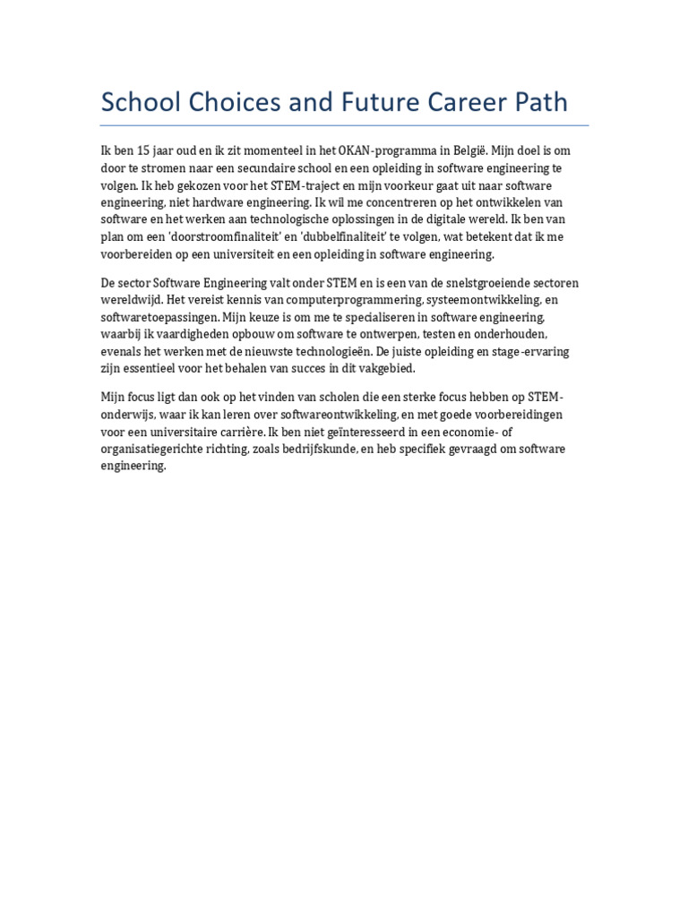 Software Engineering School Choices | PDF