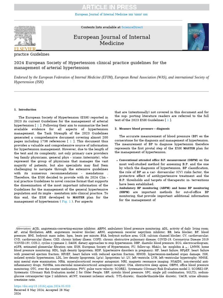 Guía Europea HTA 2024 2 | PDF | Hypertension | Blood Pressure