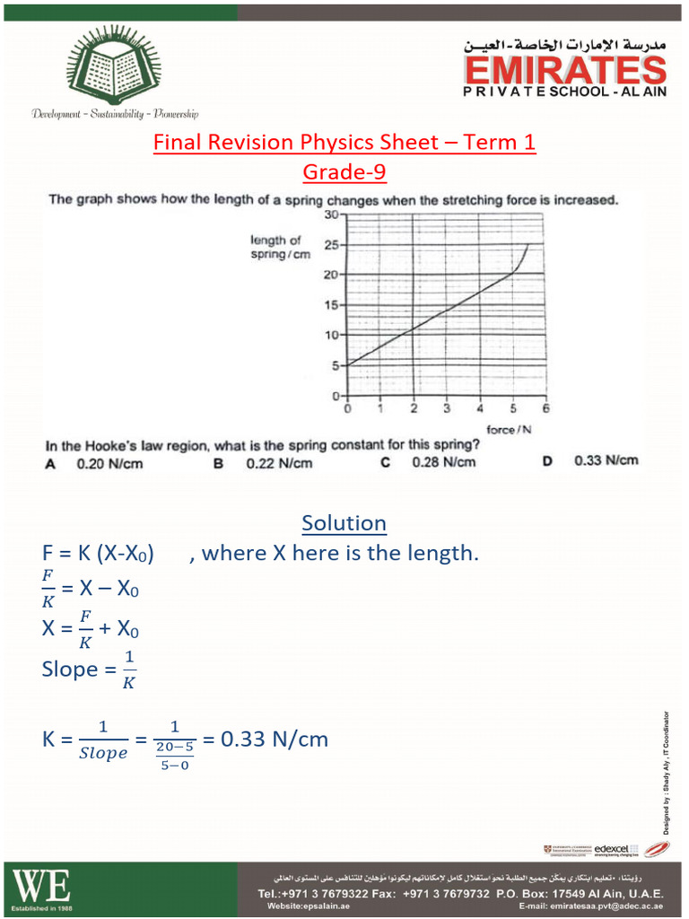 Grade 9 Physics Revision Sheet | PDF
