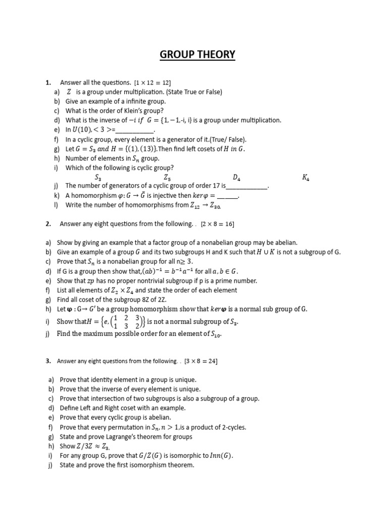 Group Theory | PDF | Group (Mathematics) | Group Theory