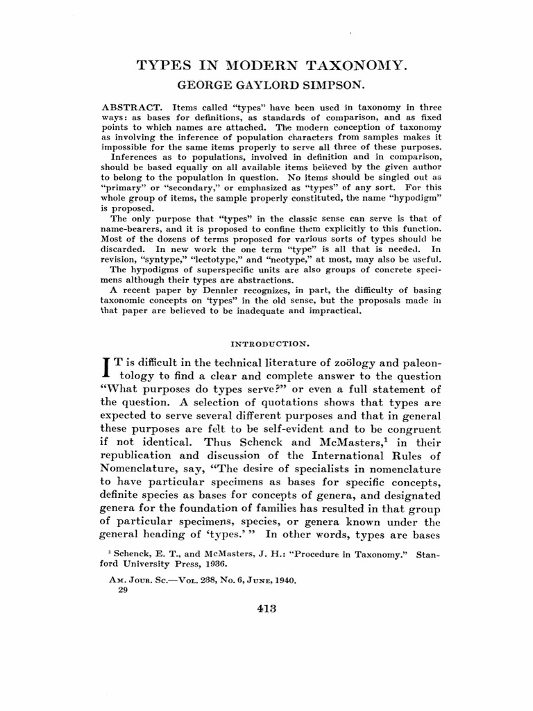Types in Modern Taxonomy | PDF