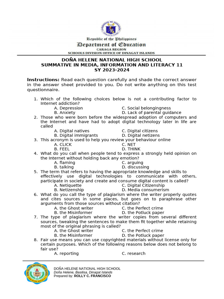 MIL Summative | PDF | Serif | Typefaces