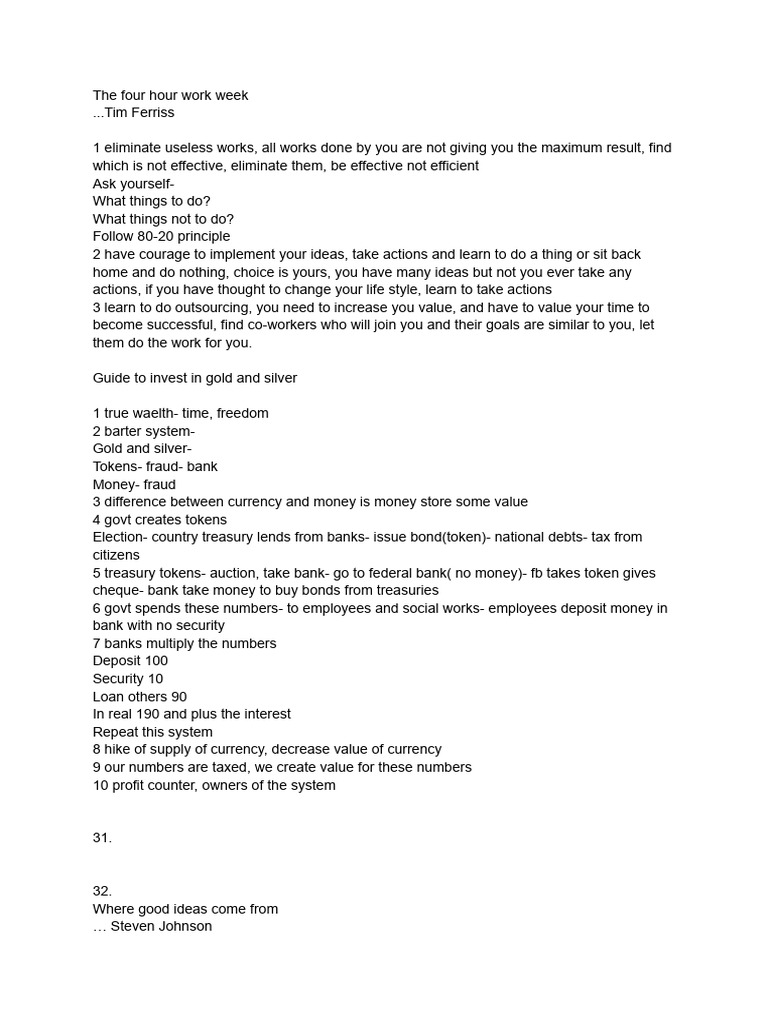 The Four Hour Work Week | PDF | Money | Banks