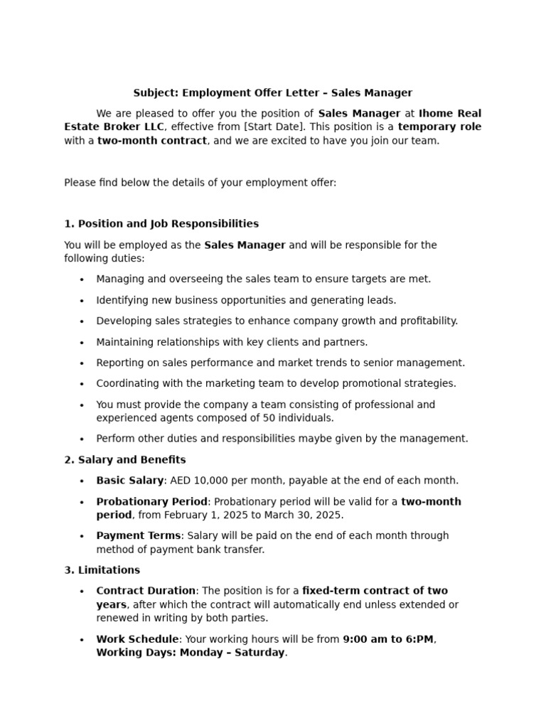 Offer Letter | PDF | Employment | Salary