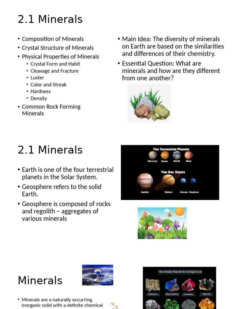 ES 2a Rocks and Minerals | PDF | Minerals | Sodium Chloride