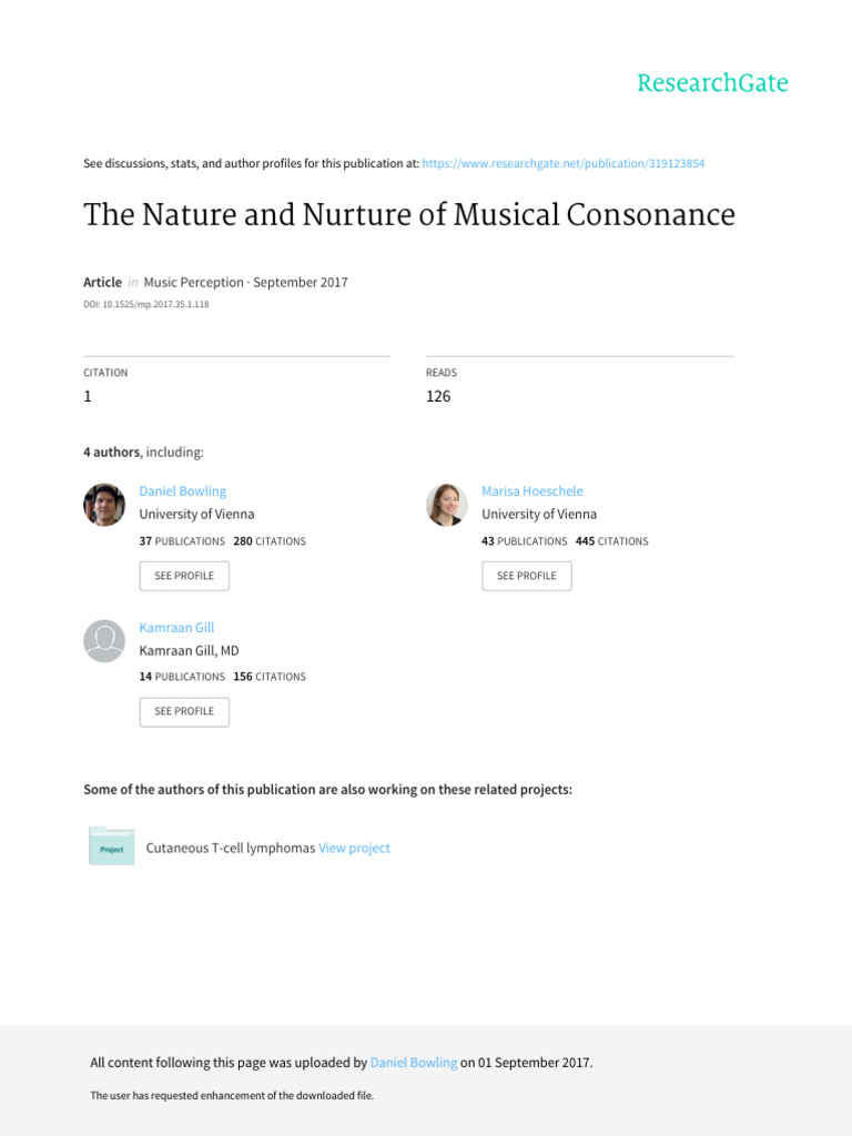The Nature and Nurture of Musical Consonance | PDF | Harmony | Interval ...