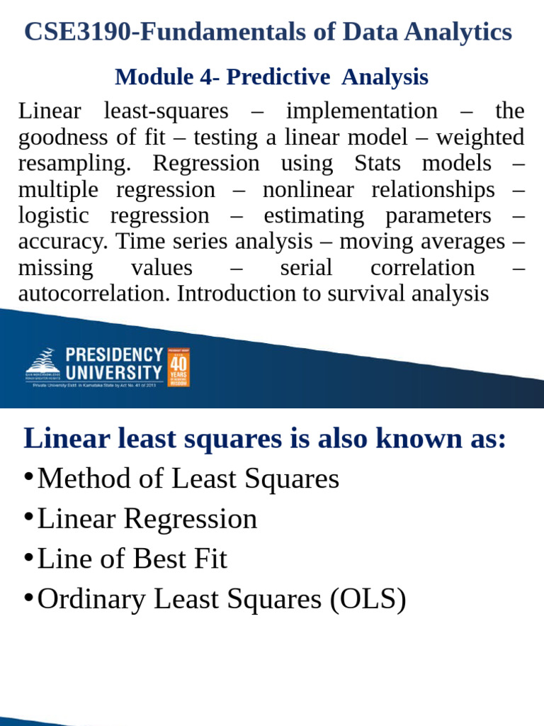 Module4 CSE3190 FDA Updated | PDF | Least Squares | Regression Analysis