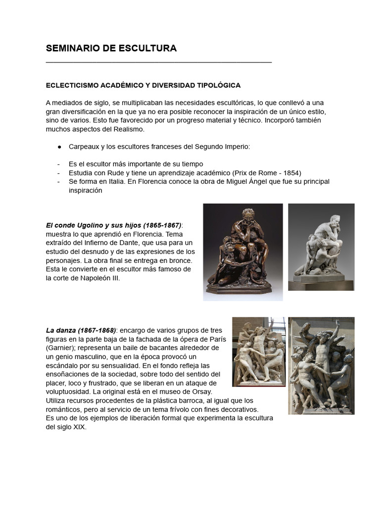 Seminario Escultura. Eclecticismo, II Imperio, Rodin | PDF | Escultura ...