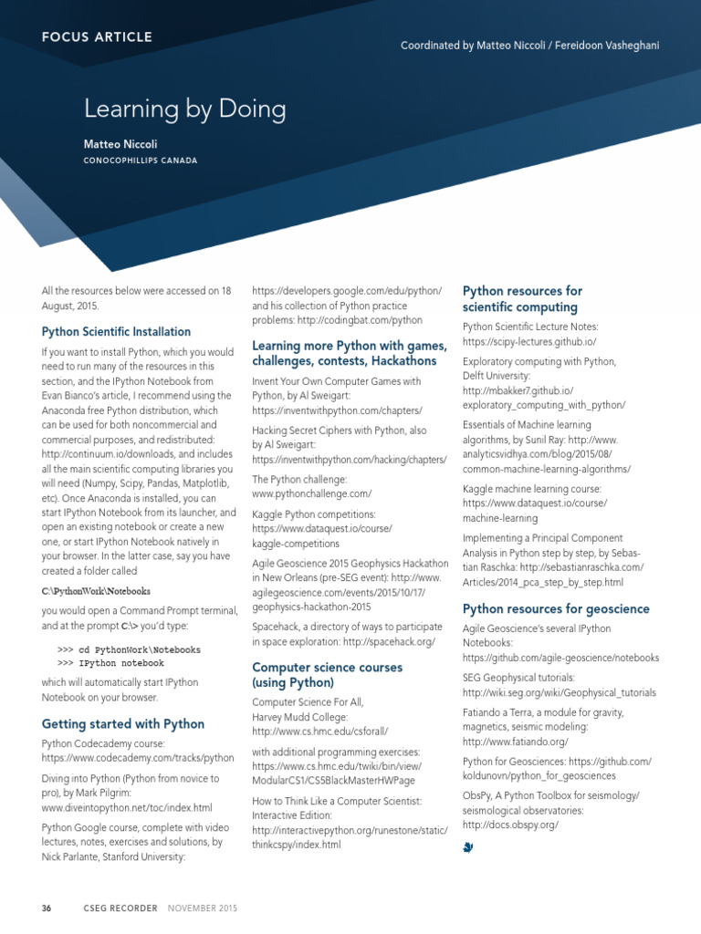 2015-11-RECORDER-Learning_by_Doing | PDF | Python (Programming Language ...