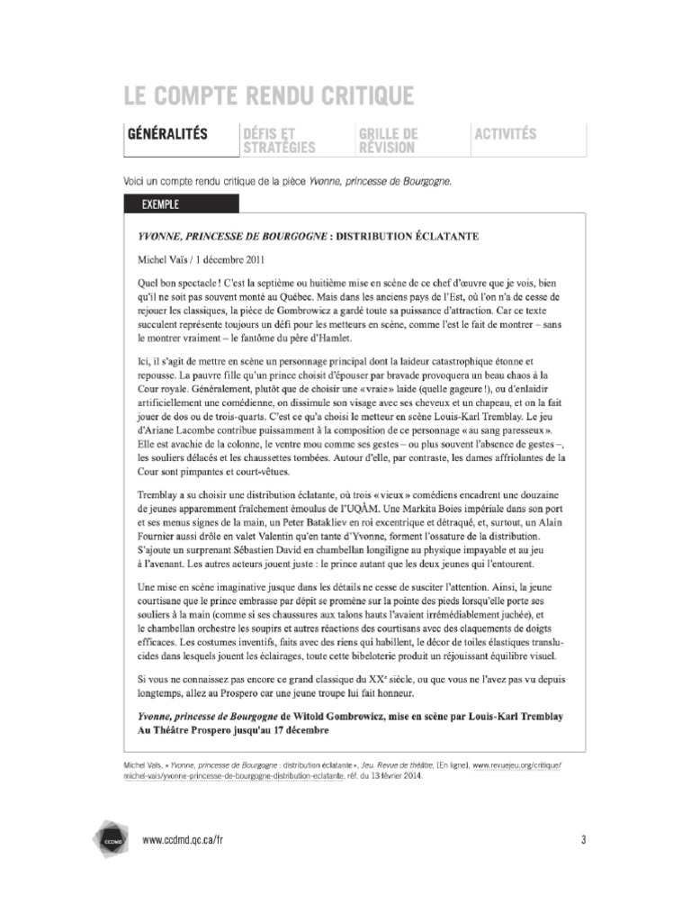 Compte Rendu-Critique | PDF