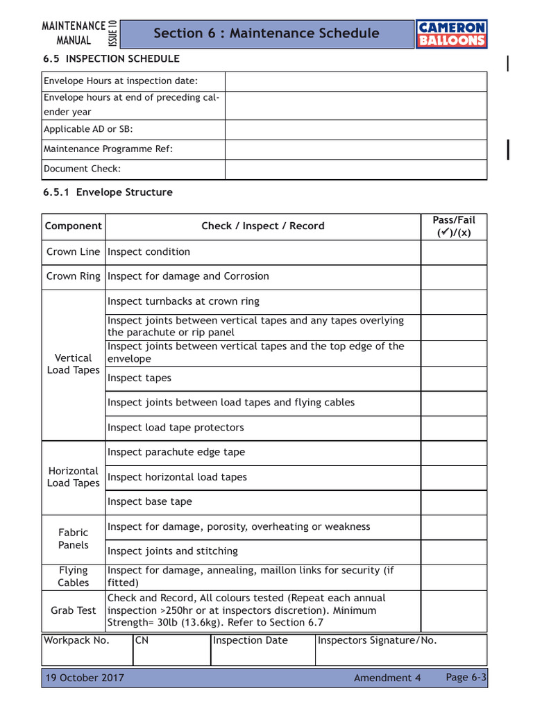Maintenance Schedule for Envelope Inspection | PDF | Leak | Valve