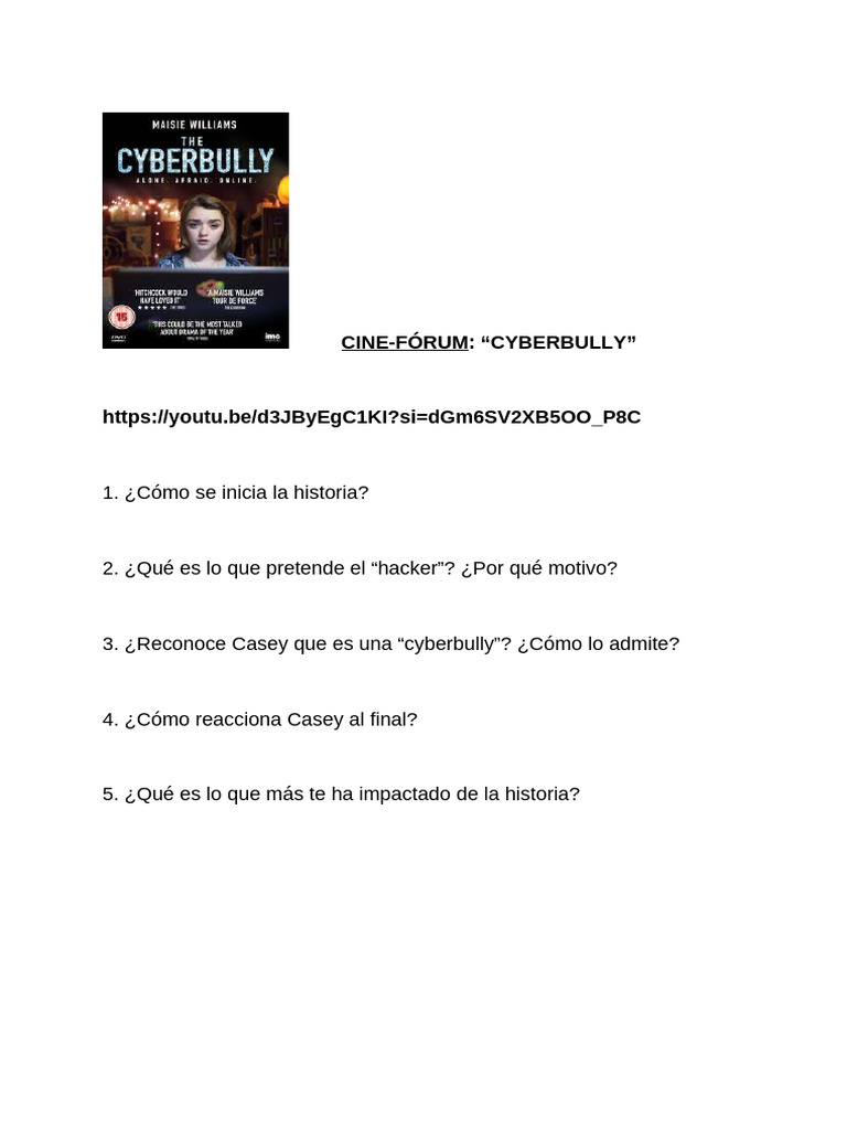 Análisis del Cine-Fórum "Cyberbully" | PDF