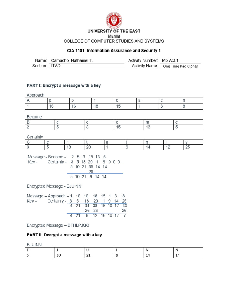 One Time Pad Cipher | PDF