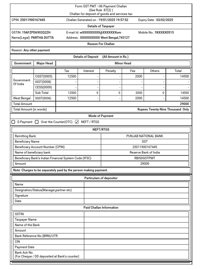 GST Challan | PDF | Cheque | Government Finances