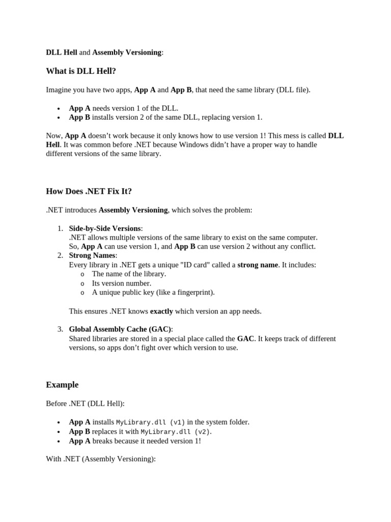 DLL Hell and Assembly Versioning | PDF | Namespace | System Software