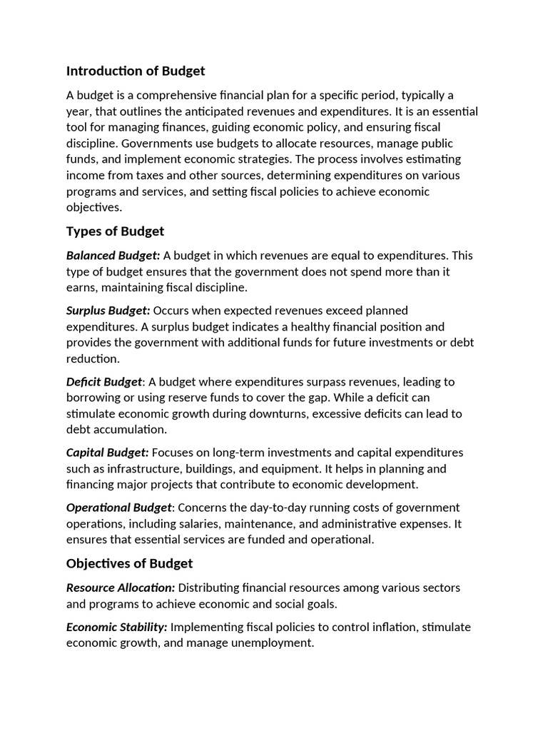 Introduction of Budget | PDF | Government Budget Balance | Fiscal Policy