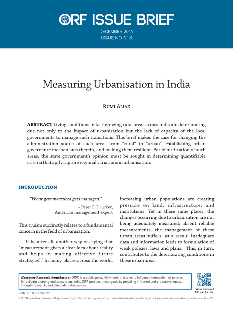 Measuring Urbanisation in India | PDF | Urban Area | Urbanization