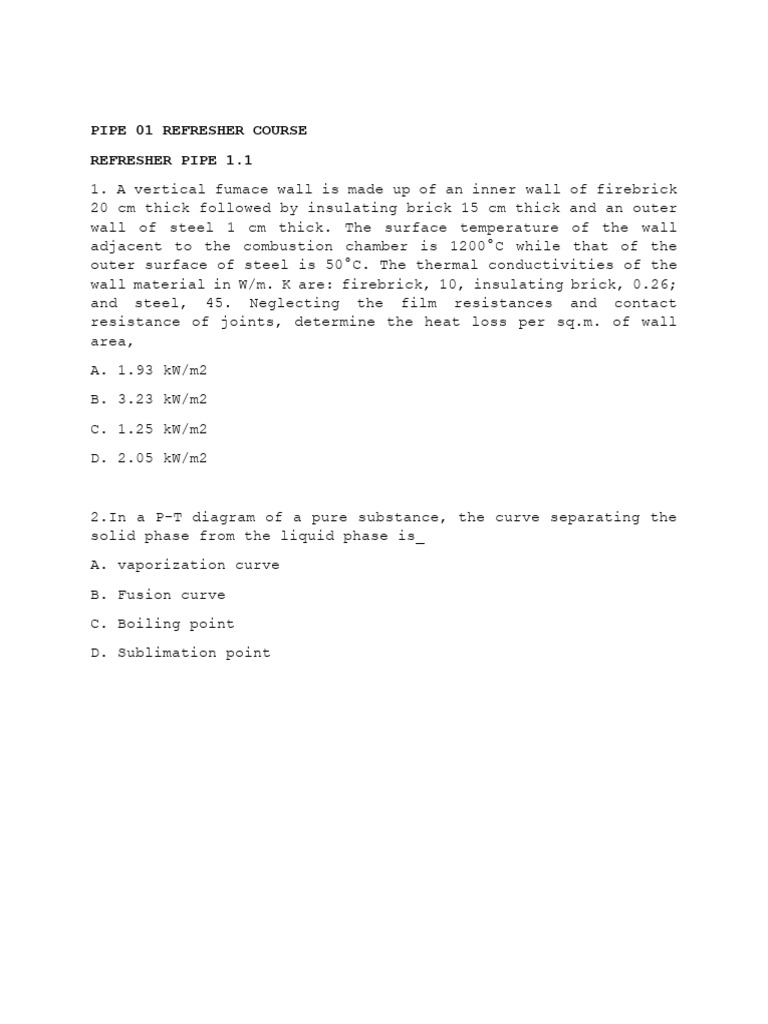 Pipe 01 Refresher Course | PDF | Thermal Insulation | Heat Transfer