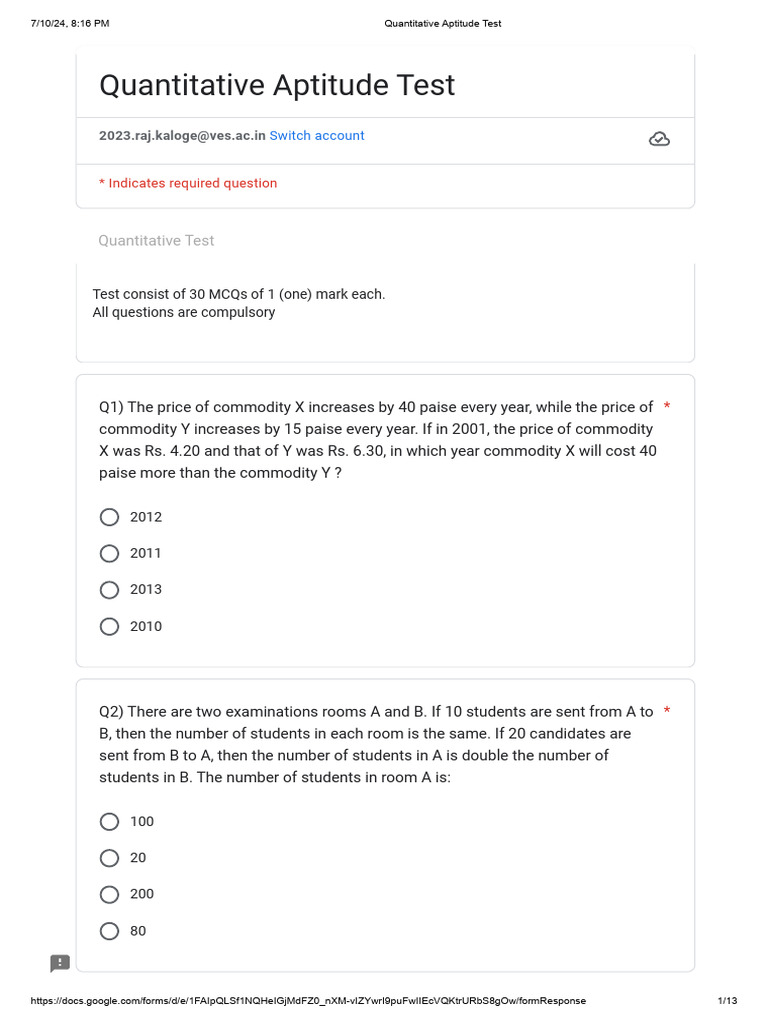 Quantitative Aptitude Test 10 July | PDF