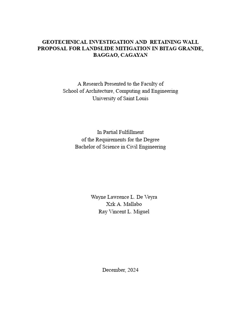 Landslide Mitigation Proposal | PDF | Geotechnical Engineering | Earthquakes