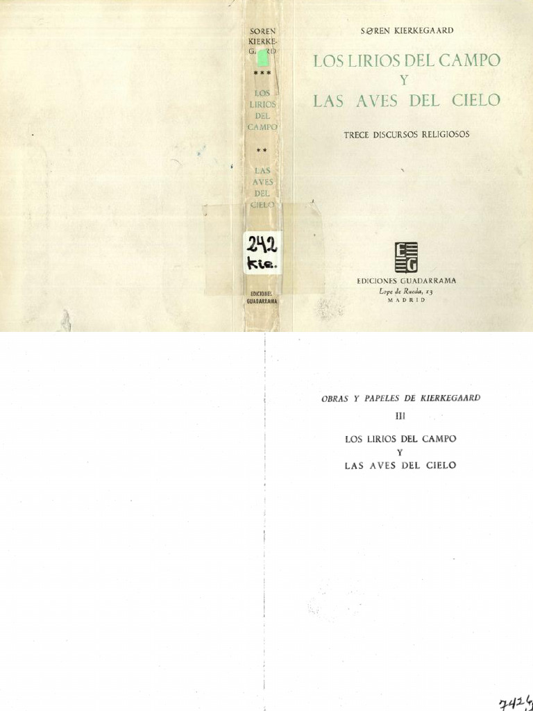 Los Lirios Del Campo y Las Aves Del Cielo Kierkegaard | PDF