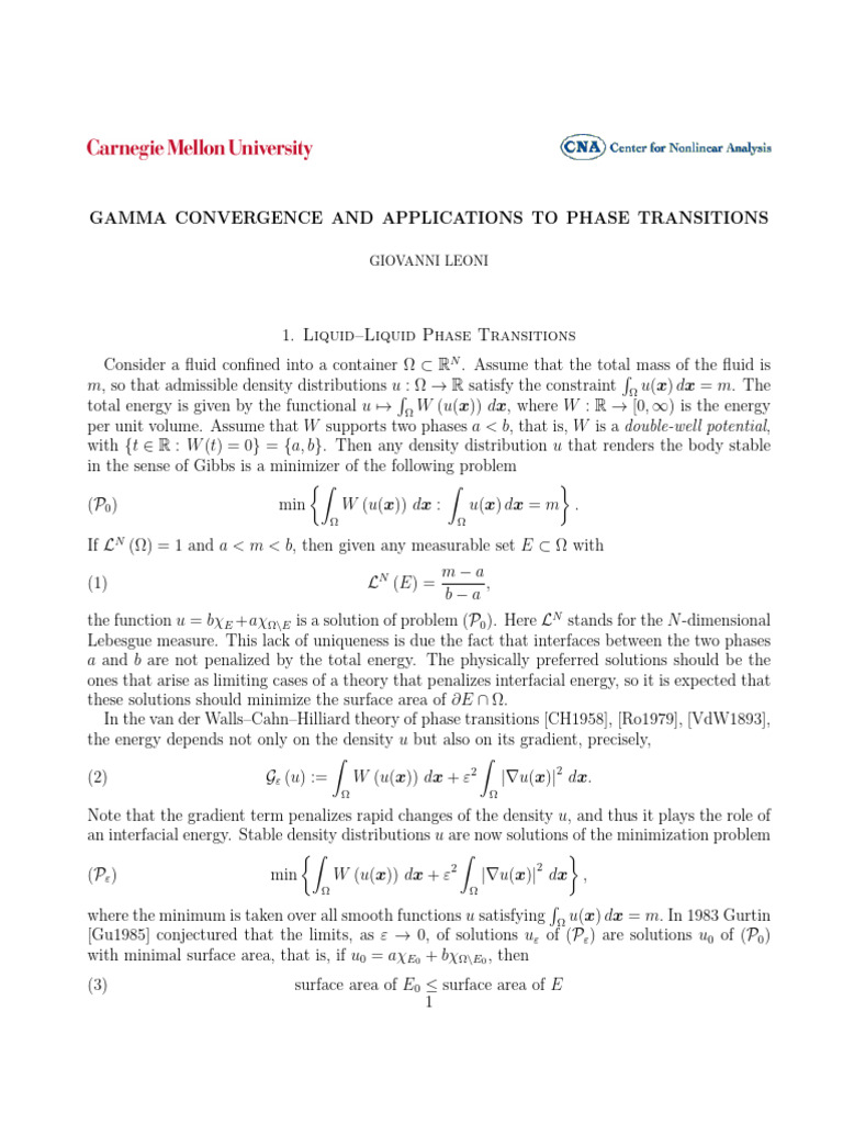 Leoni. Gamma Convergence and Applications To Phase Transitions | PDF | Measure (Mathematics ...