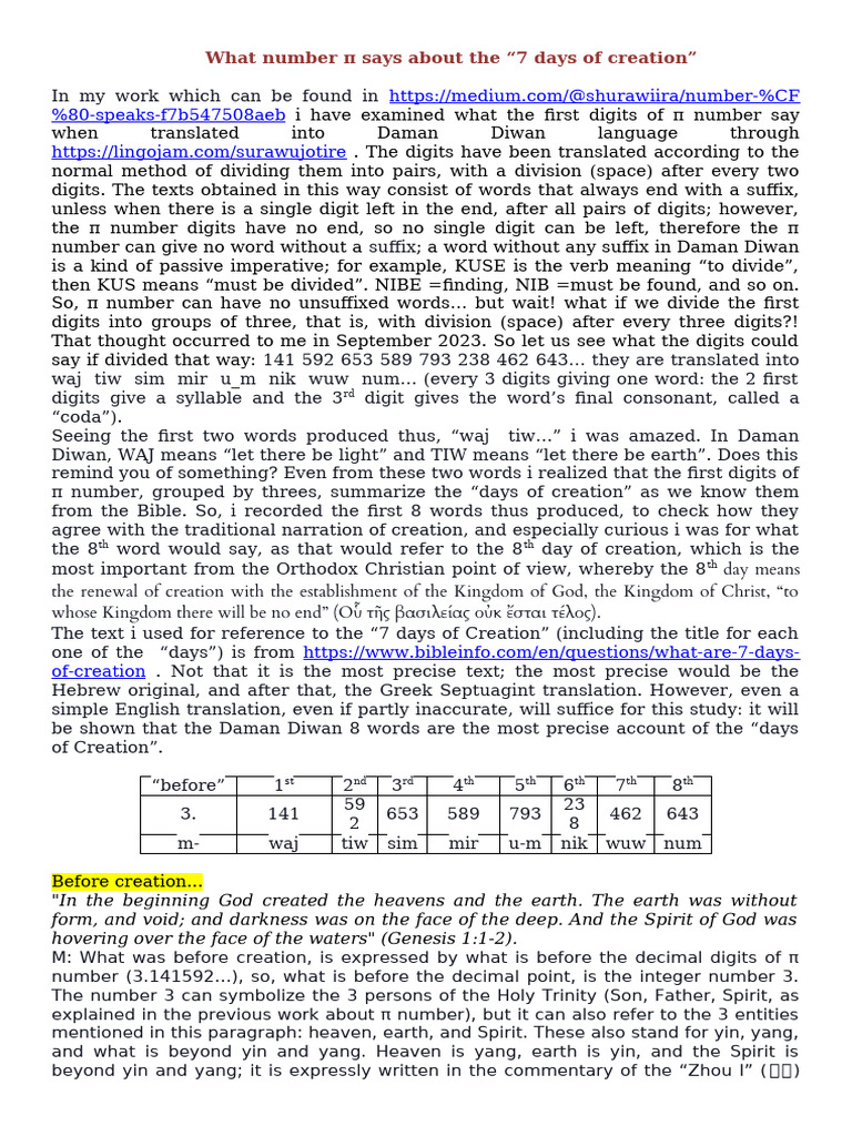 number π speaks, part 2 | PDF | Genesis Creation Narrative | Planets In ...