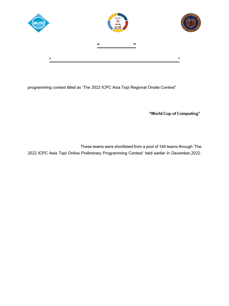 ICPC 2022 Onsite Event Report | PDF