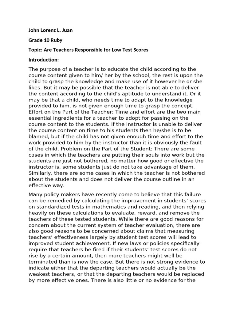 Teacher Accountability for Test Scores | PDF | Teachers | Learning