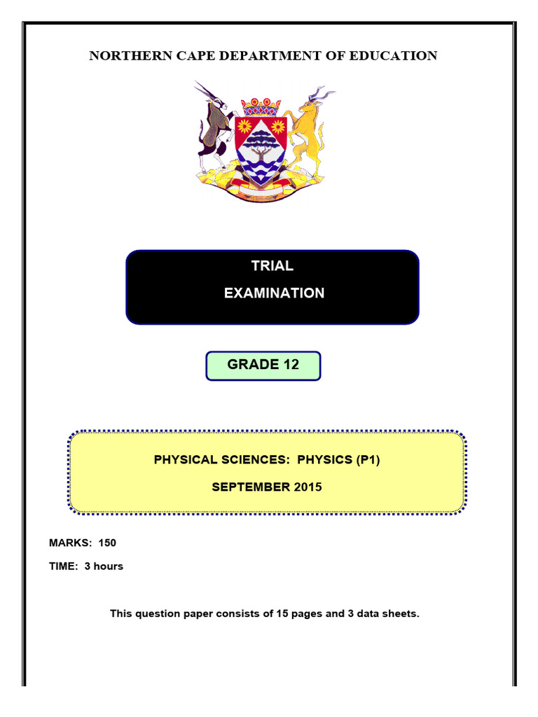 NC 2015 Sept Physics P 1 | PDF | Force | Spectral Line