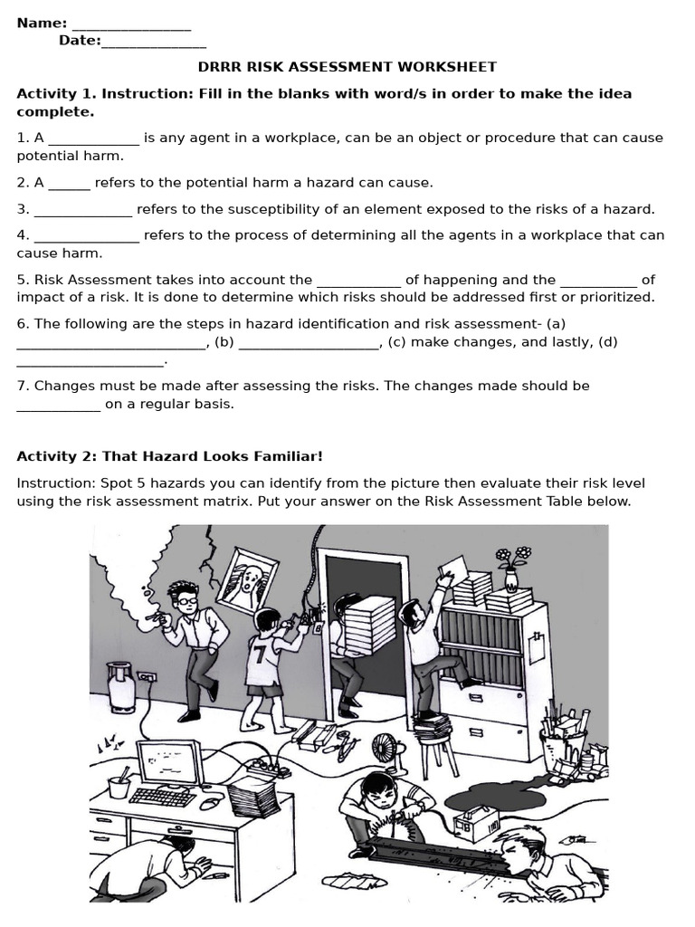 Risk Assessment Worksheet | PDF