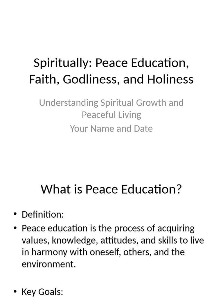Spiritual Growth and Peace Education | PDF