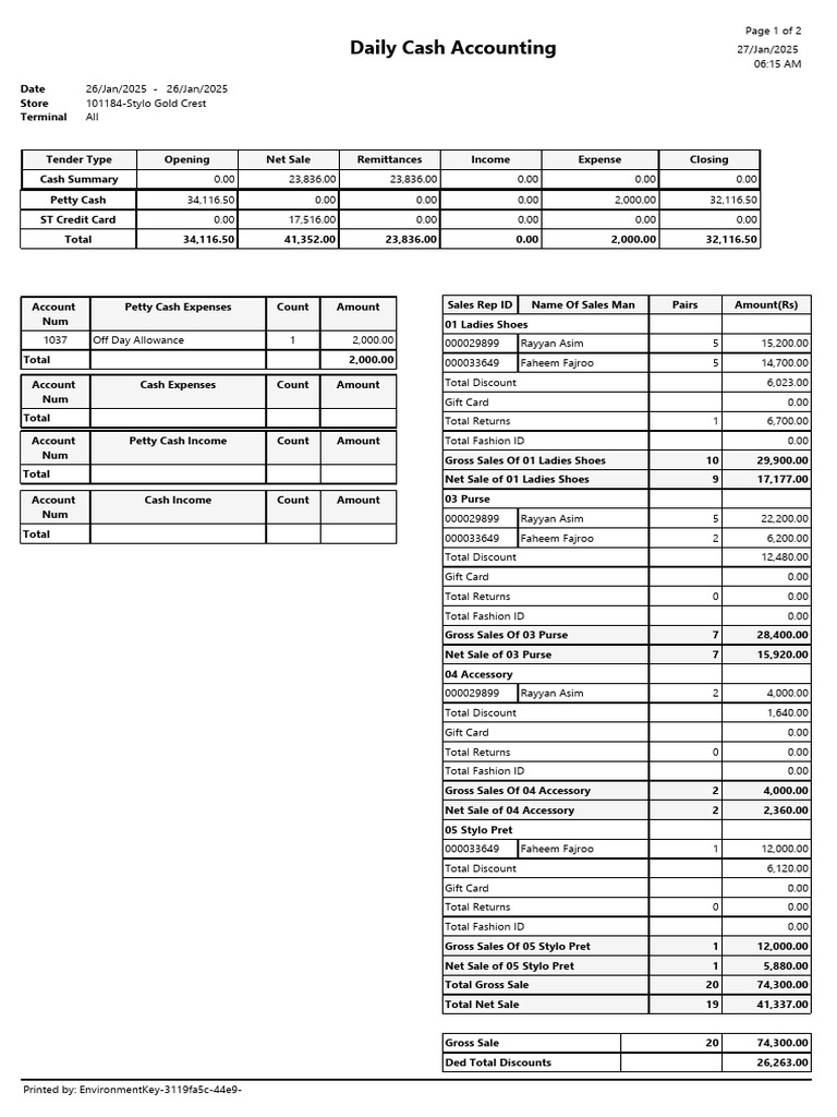 Daily Cash Accounting - 2025-01-27T111953.595 | PDF | Banking ...