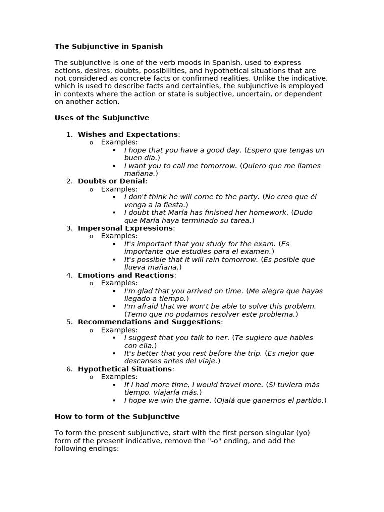 The Subjunctive in Spanish | PDF
