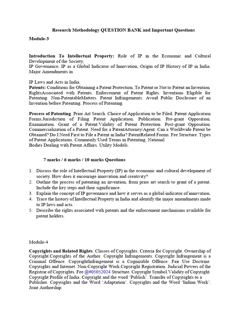 RM Question Bank Module 3 Module 4 Module-5 15-12-2024 | PDF | Patent ... RM Question Bank Module 3 Module 4 Module-5 15-12-2024 | PDF | Patent ...