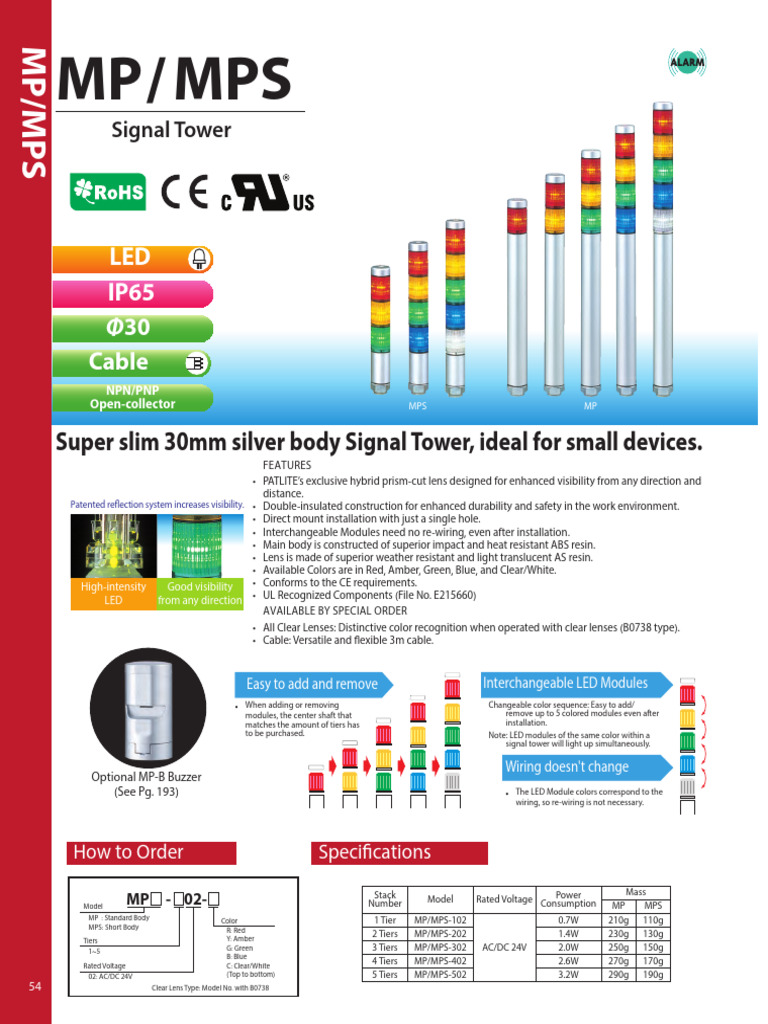 (Patlite) Signal Tower Mps | PDF | Bipolar Junction Transistor | Electricity