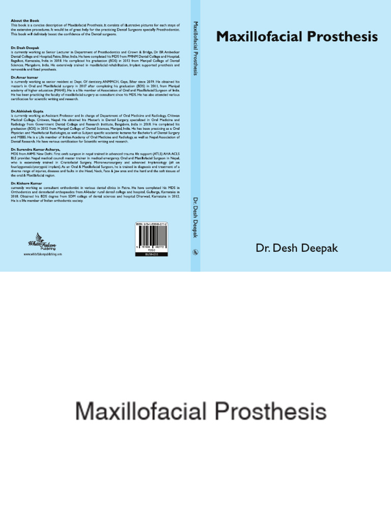 Maxillofacial Prosthesis Overview | PDF | Prosthodontics | Poly(Methyl ...