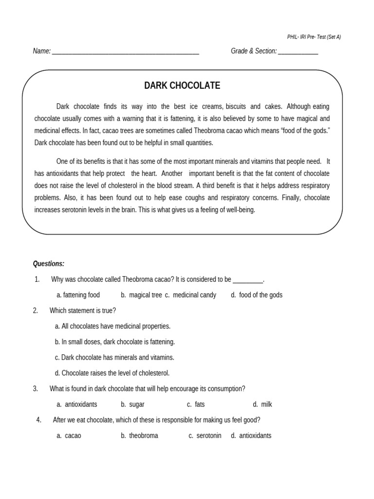 Dark-Chocolate-Grade-7 | PDF | Chocolate