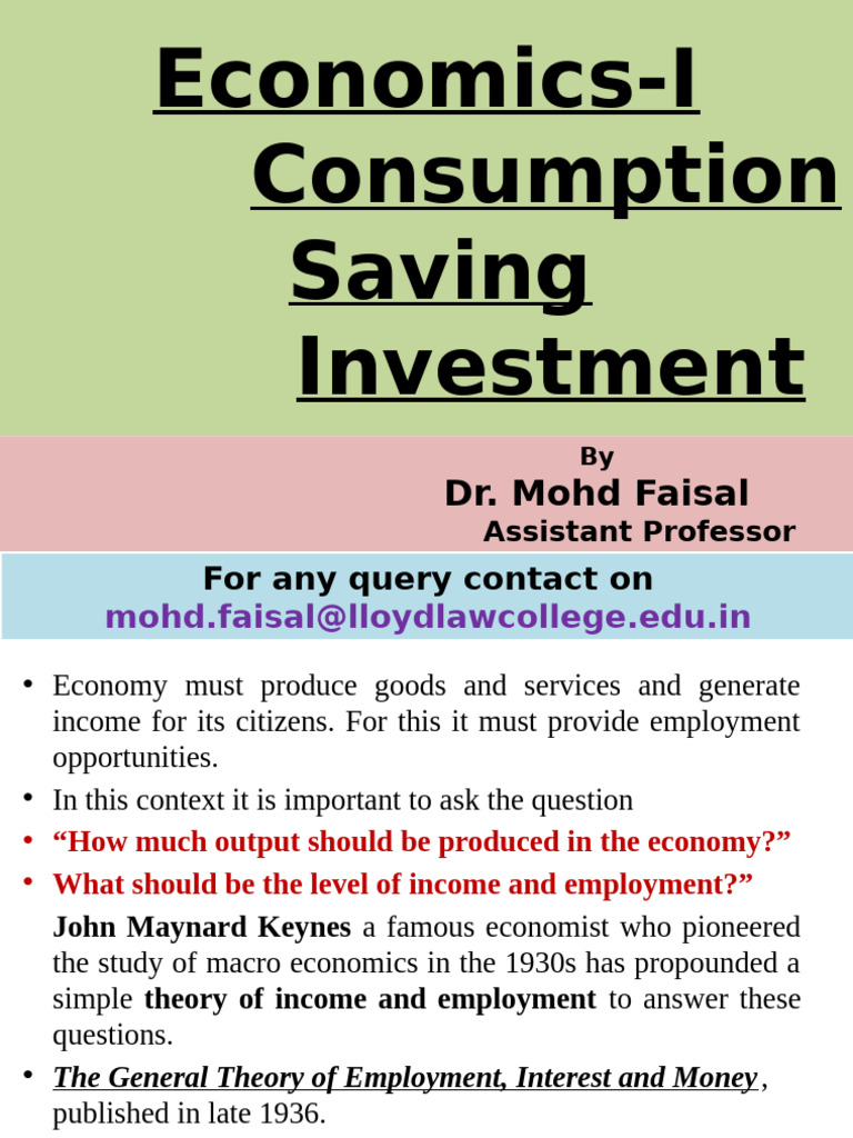 03 Consumption Saving and Investment | PDF | Consumption (Economics ...