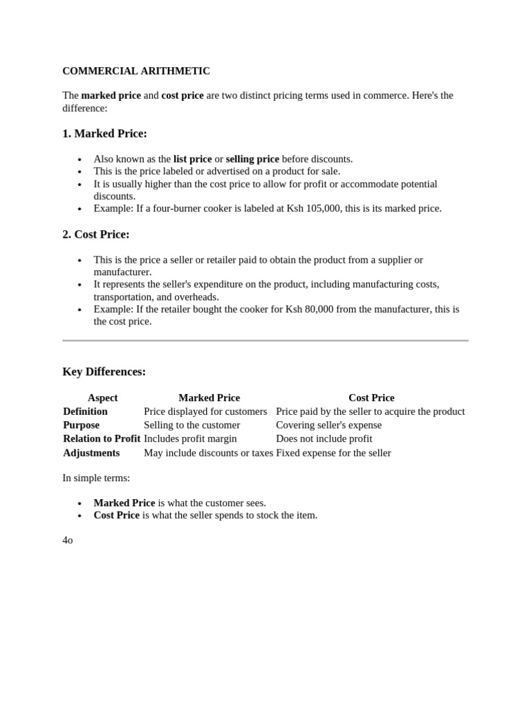 Commercial Arithmetic | PDF