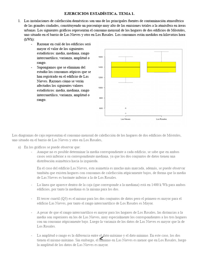 Ejercicios Con Soluciones Tema 1 Estadística | PDF | Mediana | Diferencia