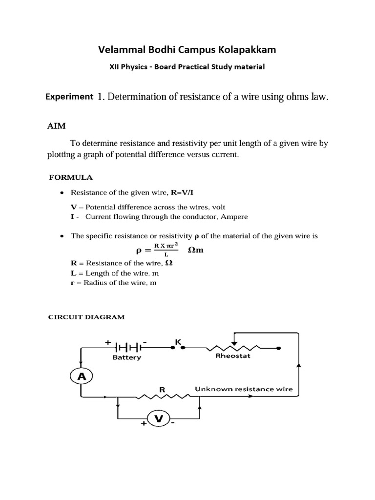 Physics Board Practical Study Material | PDF