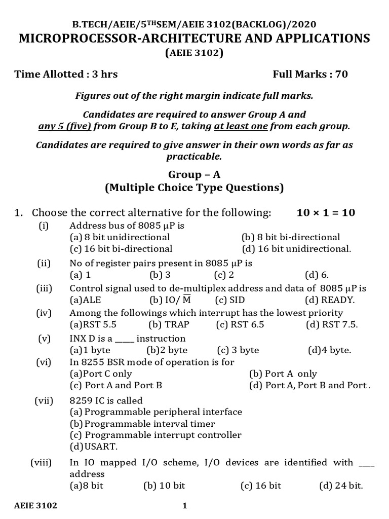 Microprocessor Architecture Exam 2020 | PDF | Computer Data | Computing