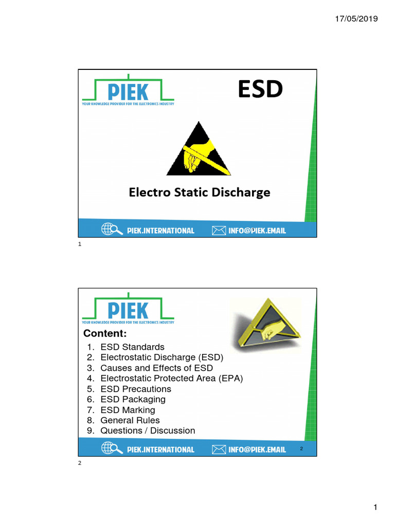 LARGE PRESENTATION - Electro Static Discharge | PDF | Electrostatic Discharge | Electrical ...
