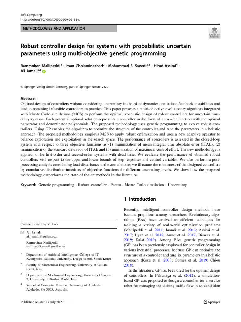 Robust Controller Design For Systems With Probabilistic Uncertain Parameters Using Multi ...