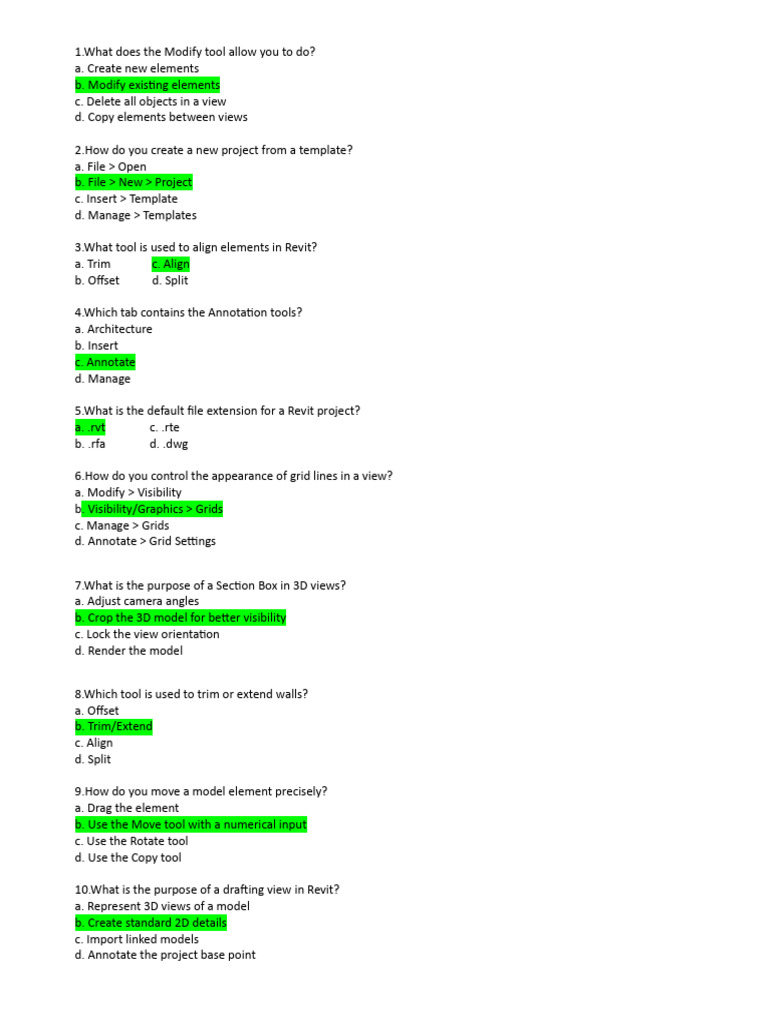 Revit Questions and Ans | PDF | Autodesk Revit | 3 D Computer Graphics