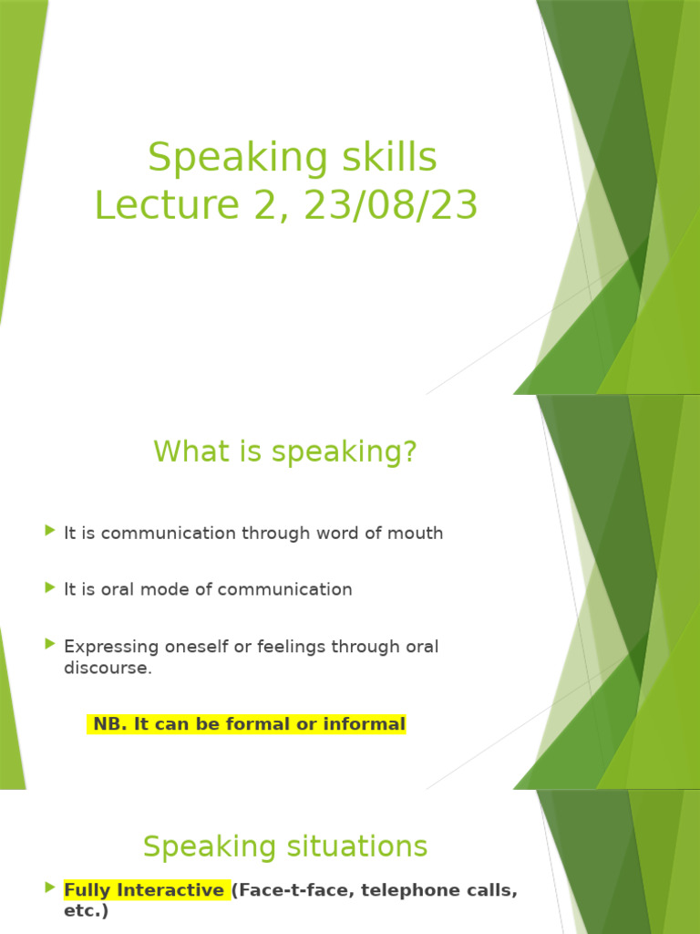 Essential Speaking Skills for Effective Communication | PDF ...