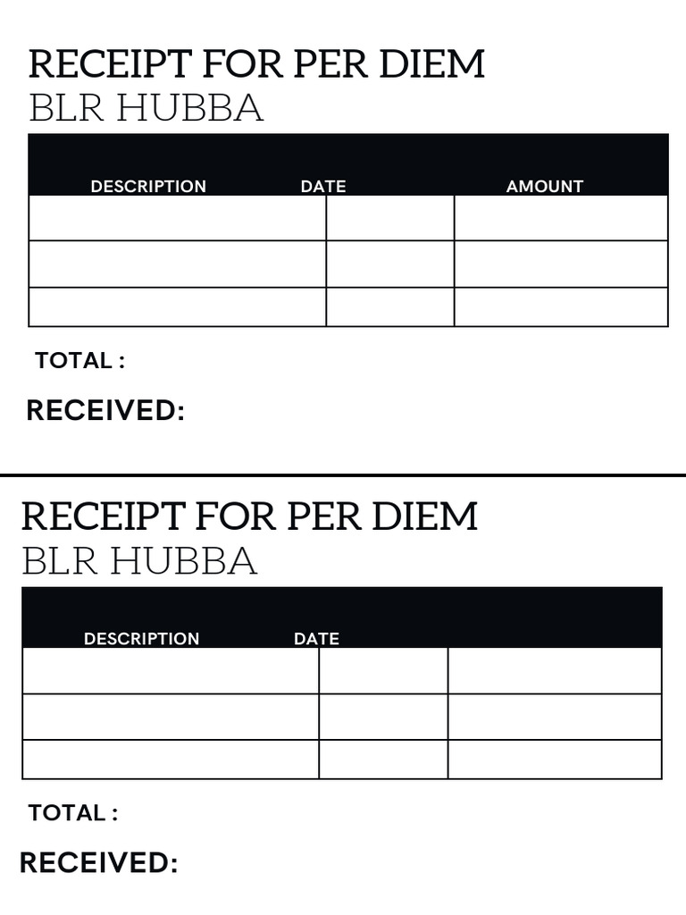 Per Diem Receipt Template | PDF